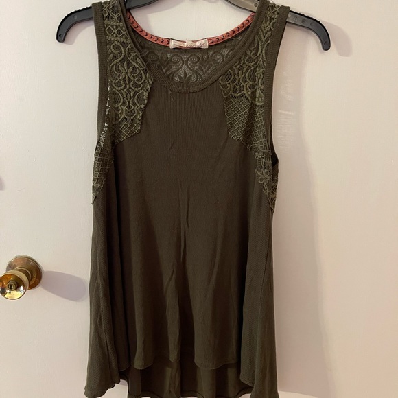Tops | Army Green Tank Top With Super Cute Design On The Back And ...